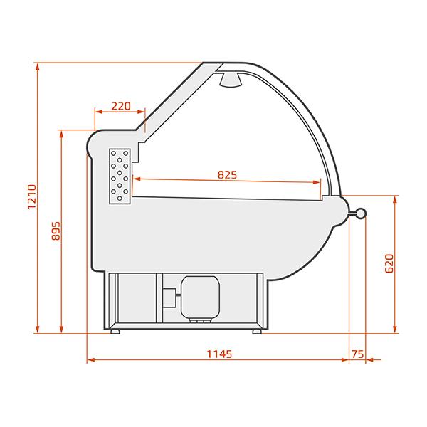 ES System K Tucana TUC250 Curved Glass Serve Over Counter - Corr Chilled